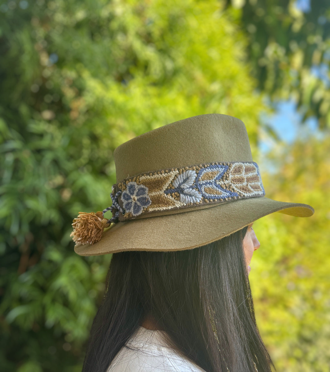 Fedora Hat - Wool Felt Hat, Wide Brim Hat , Embroidered Removable Hat ...
